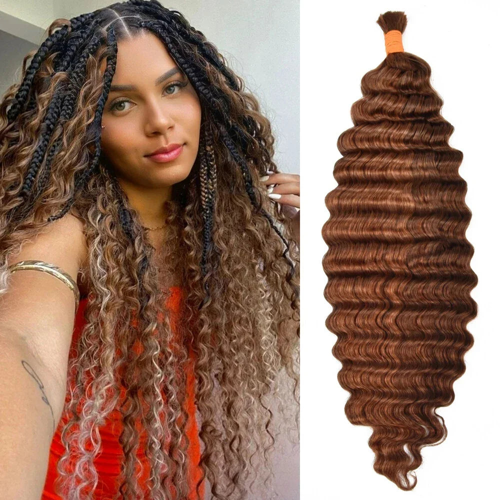Color 4/30 Bulk Human Braiding Hair Deep Wave Boho Braids – ipfhair