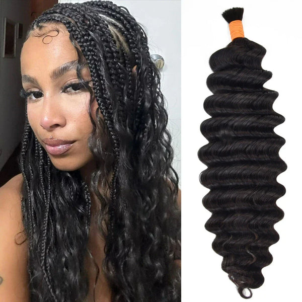 Deep Wave Bulk Human Braiding Hair Double Drawn Boho Braids – ipfhair